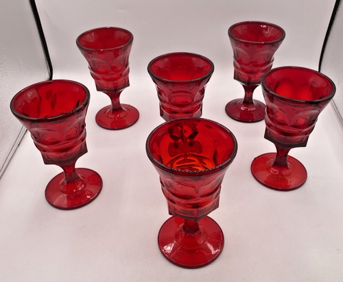 Viking Glass Excelsior Ruby Red footed water Goblet Set of 6 | eBay