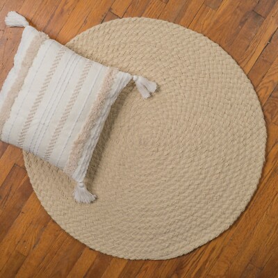 Capel Rugs Naturelle 100% Wool Natural Country Home Round Braided Rug ...