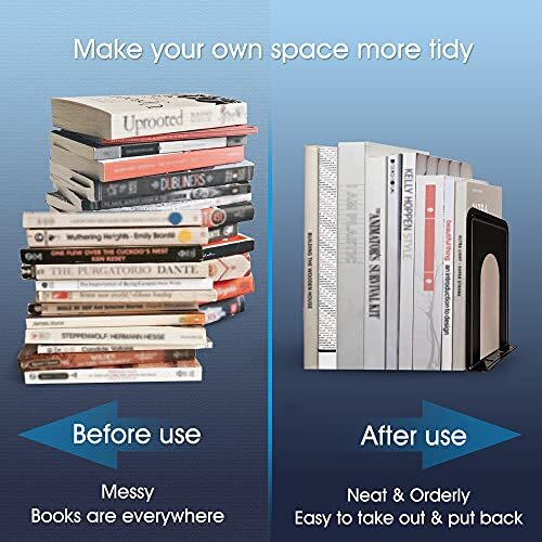 Heavy Duty Non-Skid Metal Book Ends 3 Pairs Book Holders for Office ...