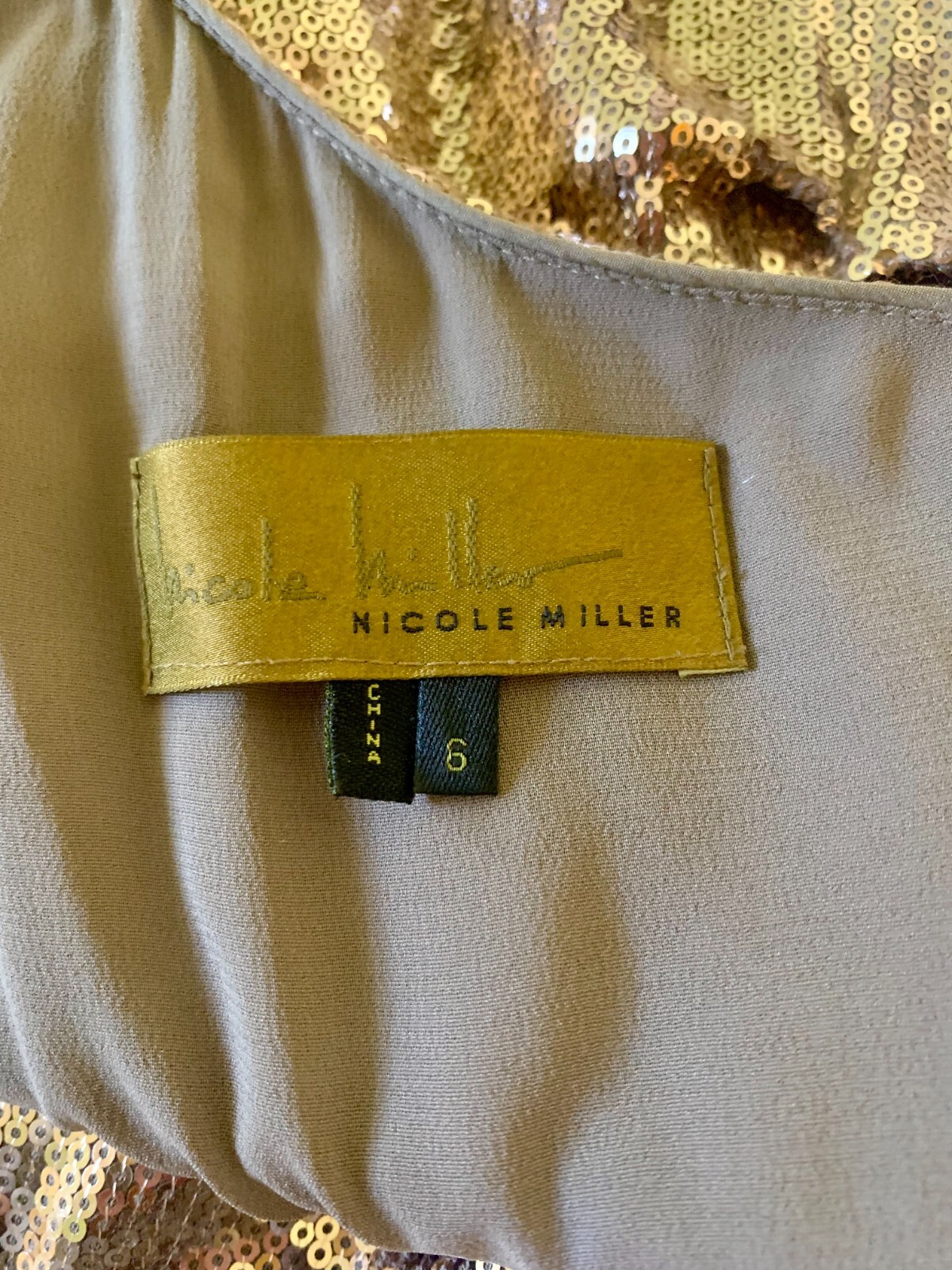 Nicole Miller Sequin Gold One Shoulder Dress, Floor L… - Gem