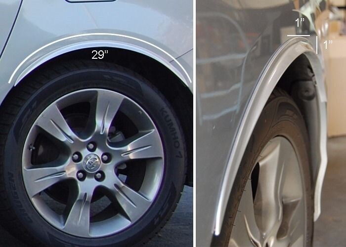 2 Pairs Silver 1" Flexible Arch Wide Fender Flares Extension Guard Lip ...