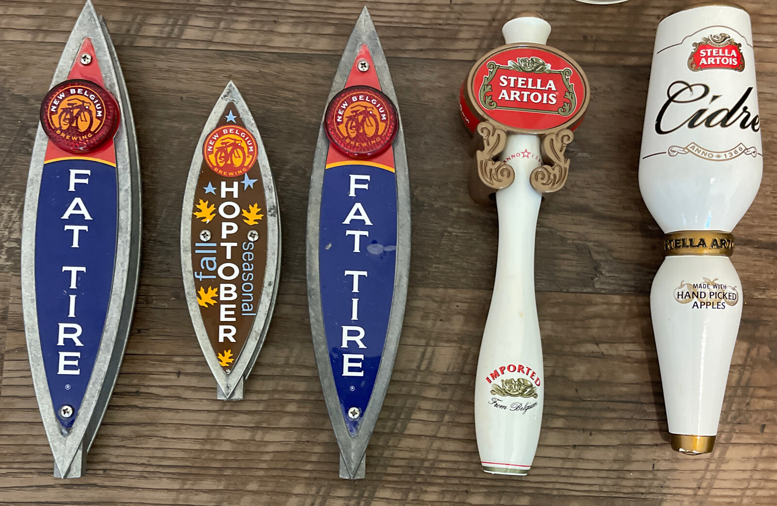 Beer Tapper Handle 7pc Lot Stella New Belgium Fat Tire Hoptober +2 ...