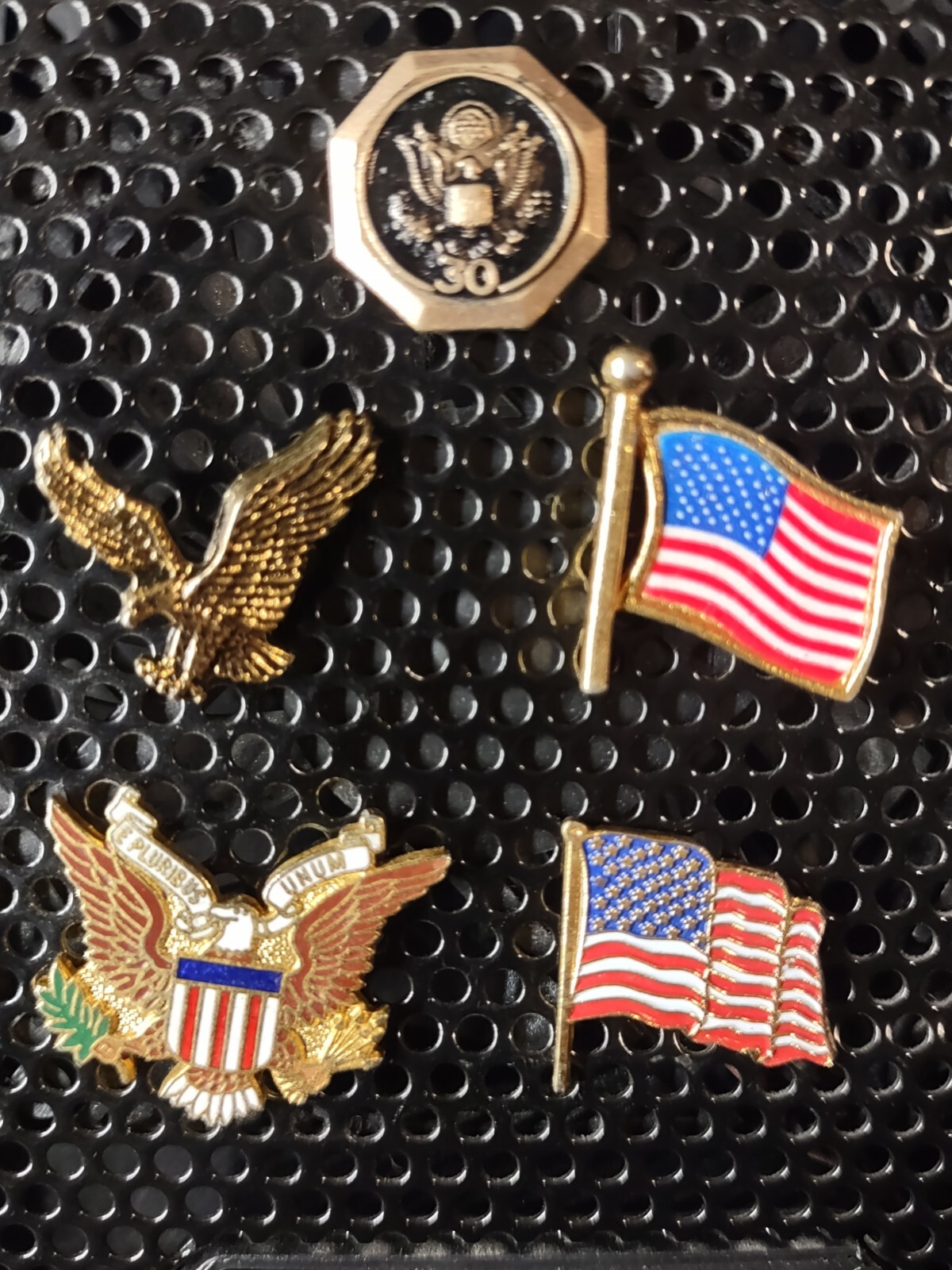 Lot of 5 Patriotic Enamel / Lapel Pins, American Flags & Eagles, NICE ...