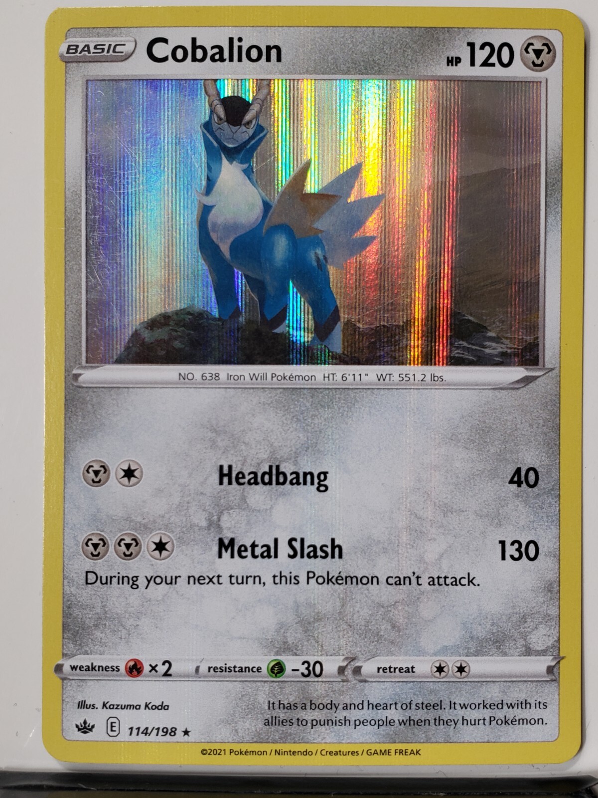 HOLO Cobalion 114/198 VLP - B1G1F - Chilling Reign Sword Shield Pokemon ...