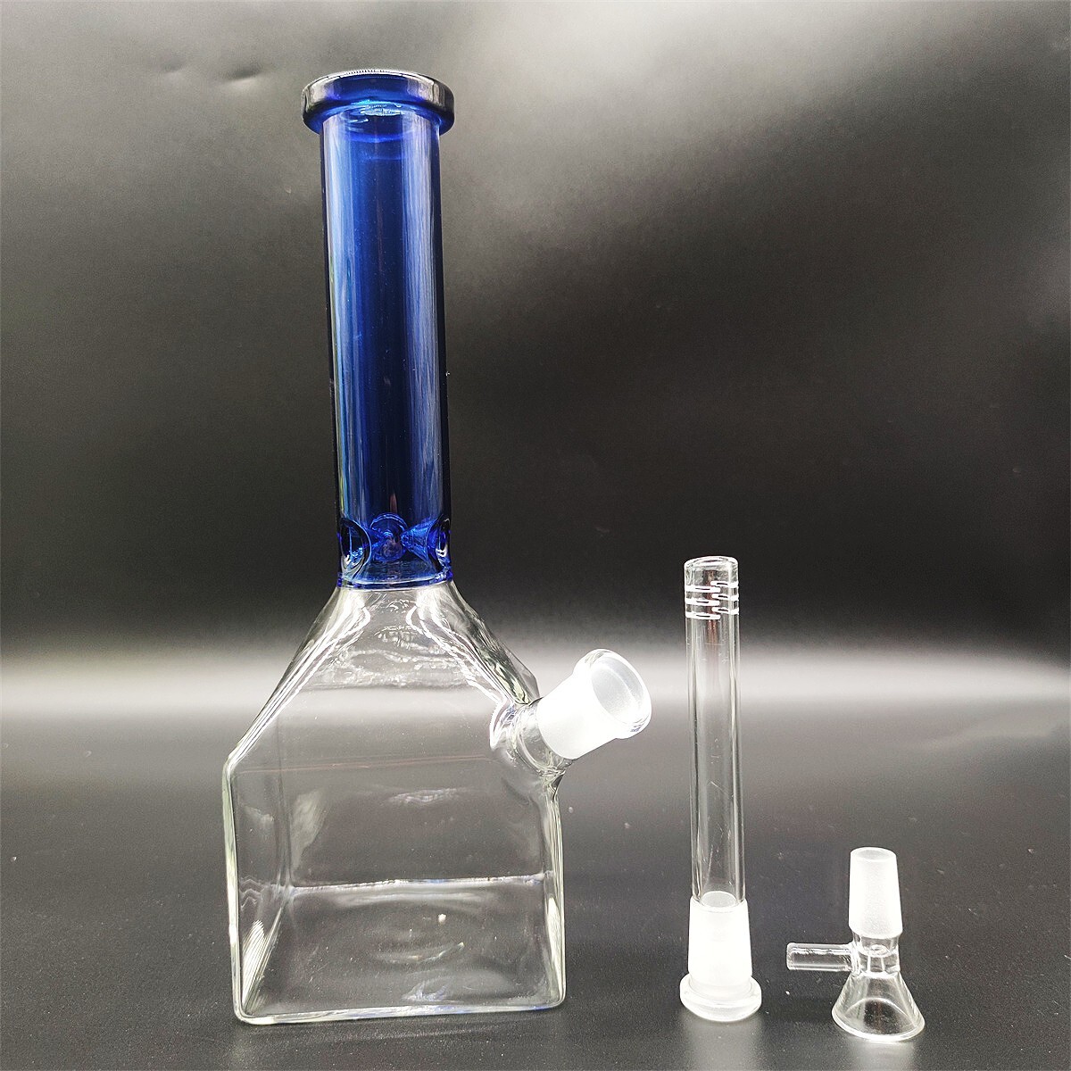 12 Inch Cube Square Base Blue Glass Bong Water Pipe Bongs Hookah 14MM ...