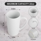 22oz white Super Large tall Ceramic Coffee Mugs Large Handles Set of 4 ...