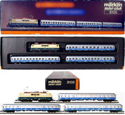 Marklin Z Scale 8105 ELECTRIC ENGINE & 3 PASSENGER CAR SET Original Box ...