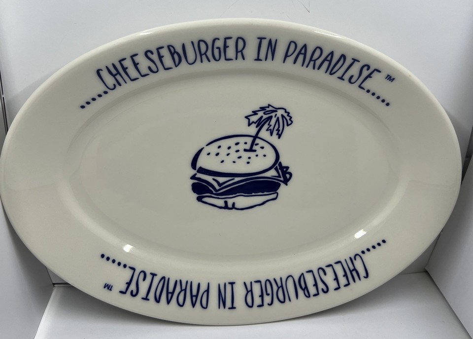 cheeseburger in paradise plate platter jimmy buffet homer laughlin blue ...