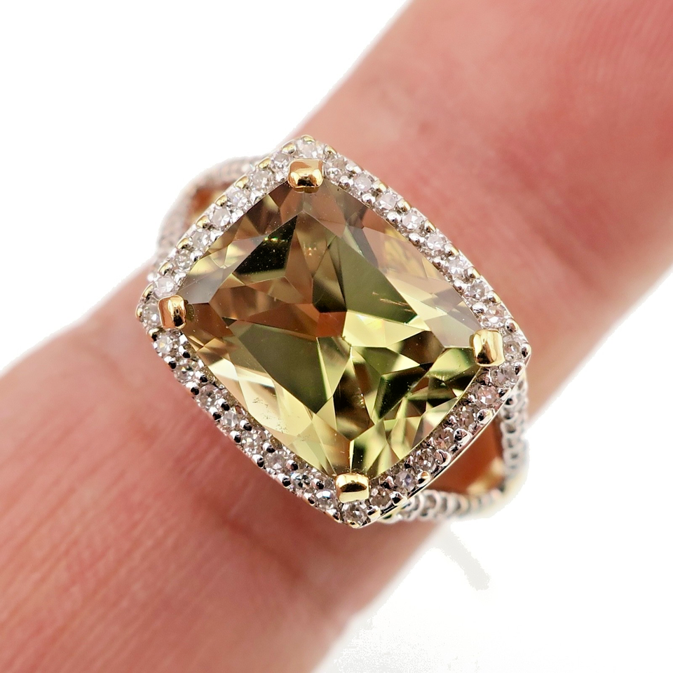Very Rare 14k Solid Yellow Gold Turkizite Turkish Diaspore Diamond Ring ...