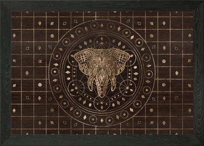 Elephant Sacred Geometry Framed Wall Art Poster Canvas Print Picture ...