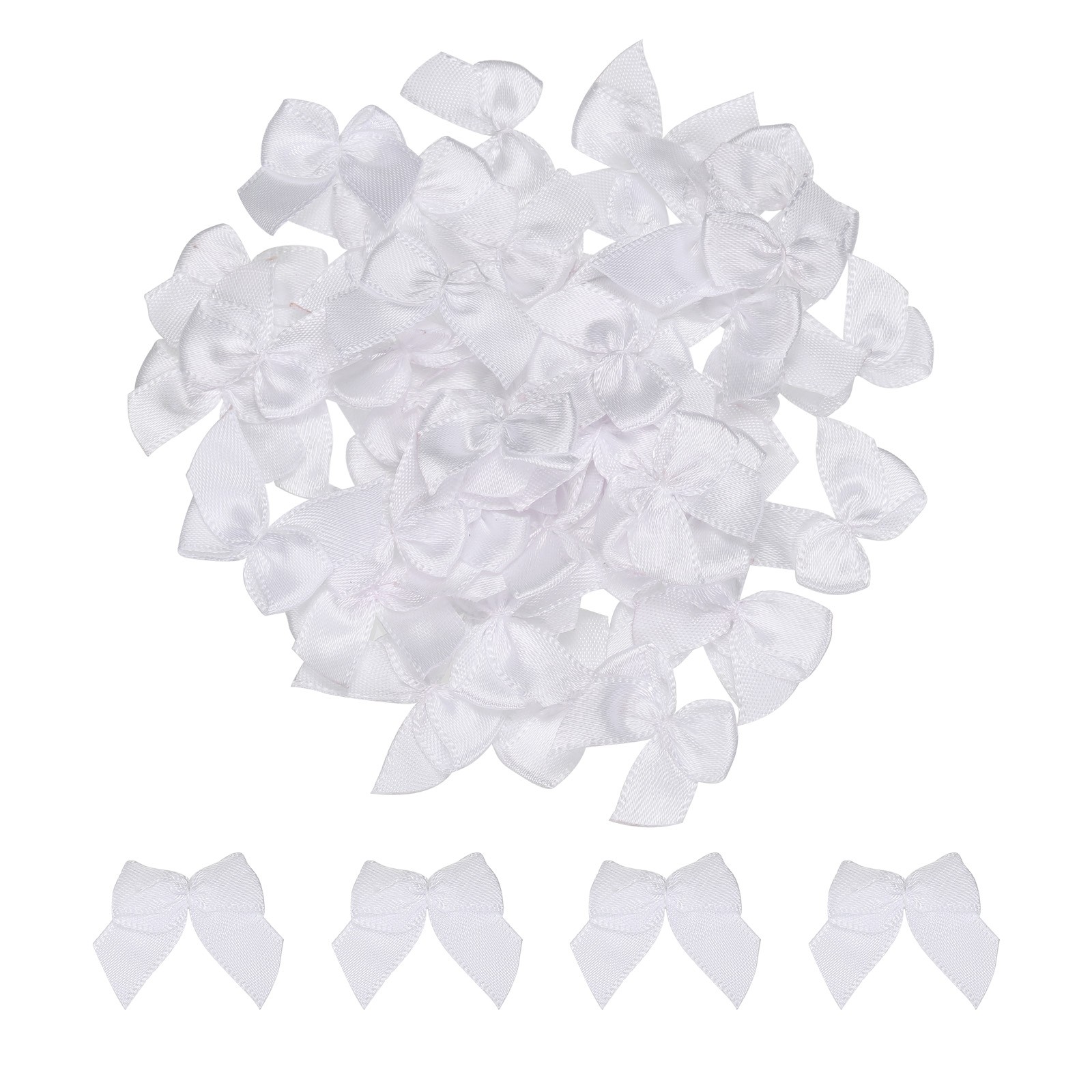 50Pcs Mini Ribbon Bow 1" Mini Fabric Satin Ribbon Flower Bows White | eBay