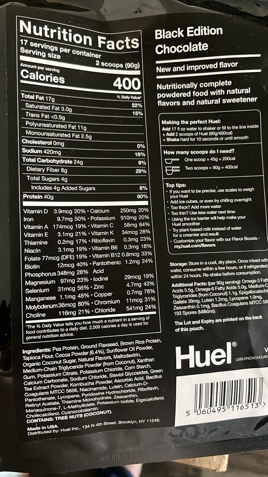 Huel Black chocolate edition 3 LB Packing ( 117 Total Packs Available ...