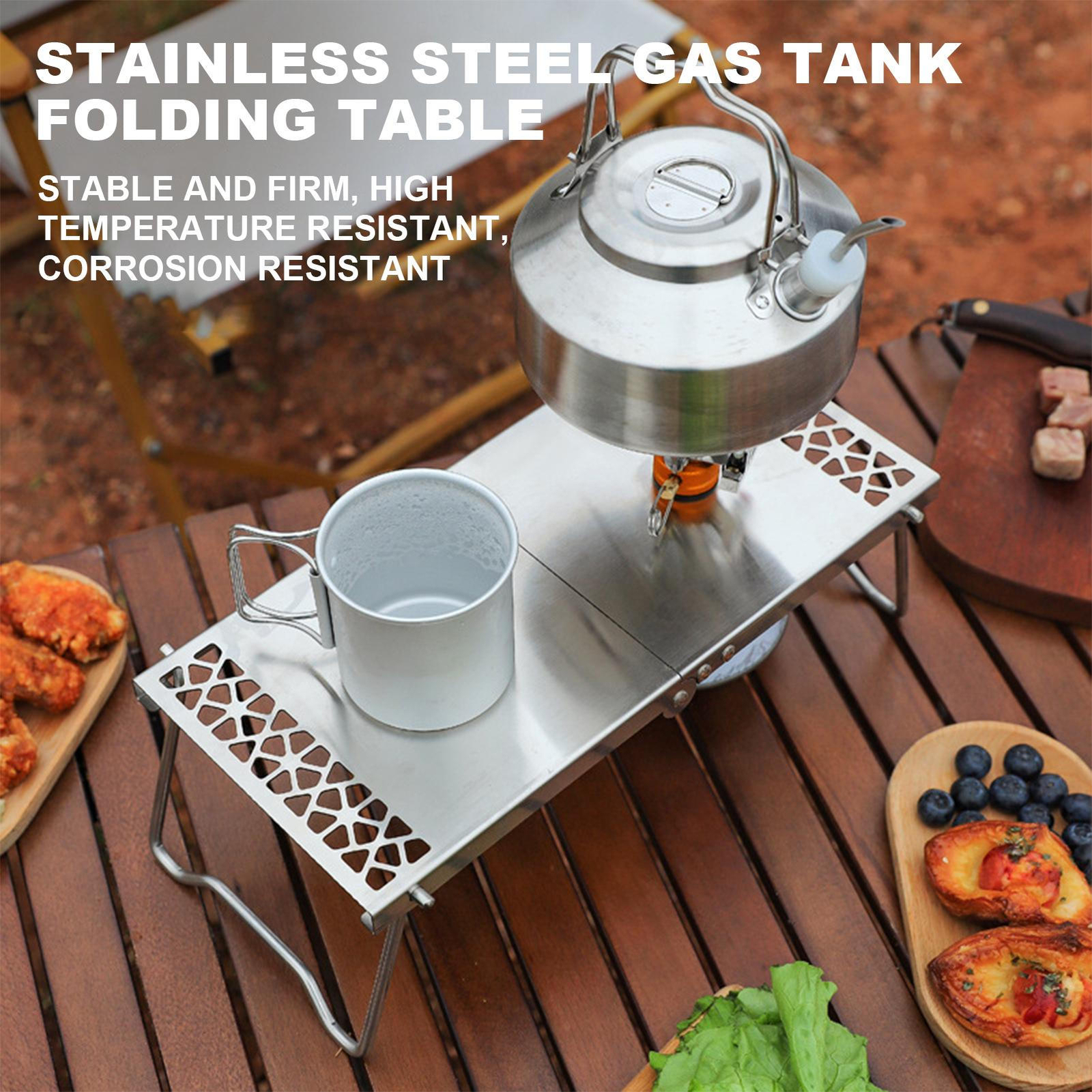 Camping Excursion Table Anti-skid Stainless Steel Mini Picnic Foldable ...