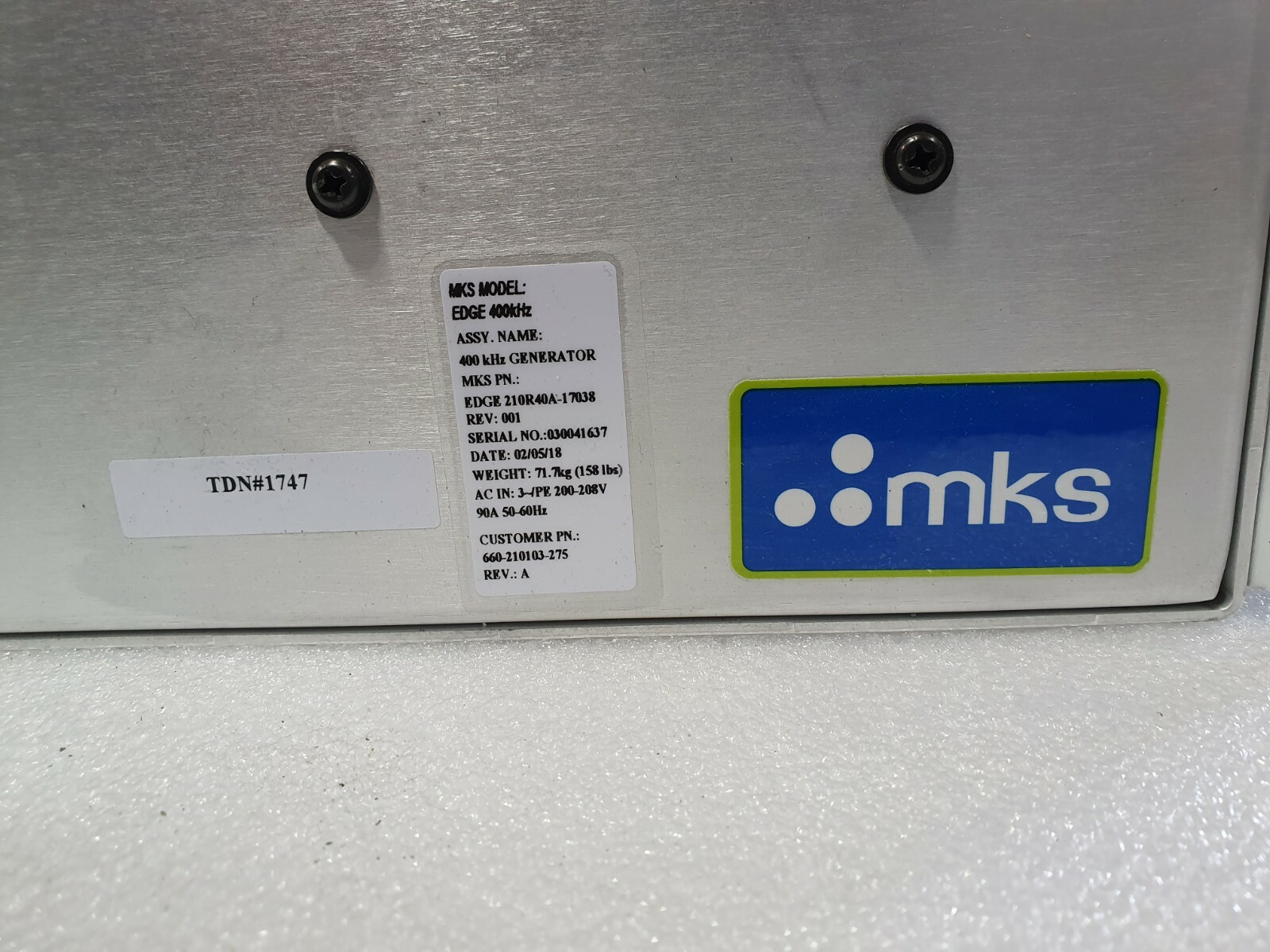 As-Is MKS EDGE210R40A 17038 400kHz GENERATOR 660-210103-275 | eBay