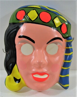 Vintage Colorful Pocahontas Gypsy Plastic Halloween Mask | eBay