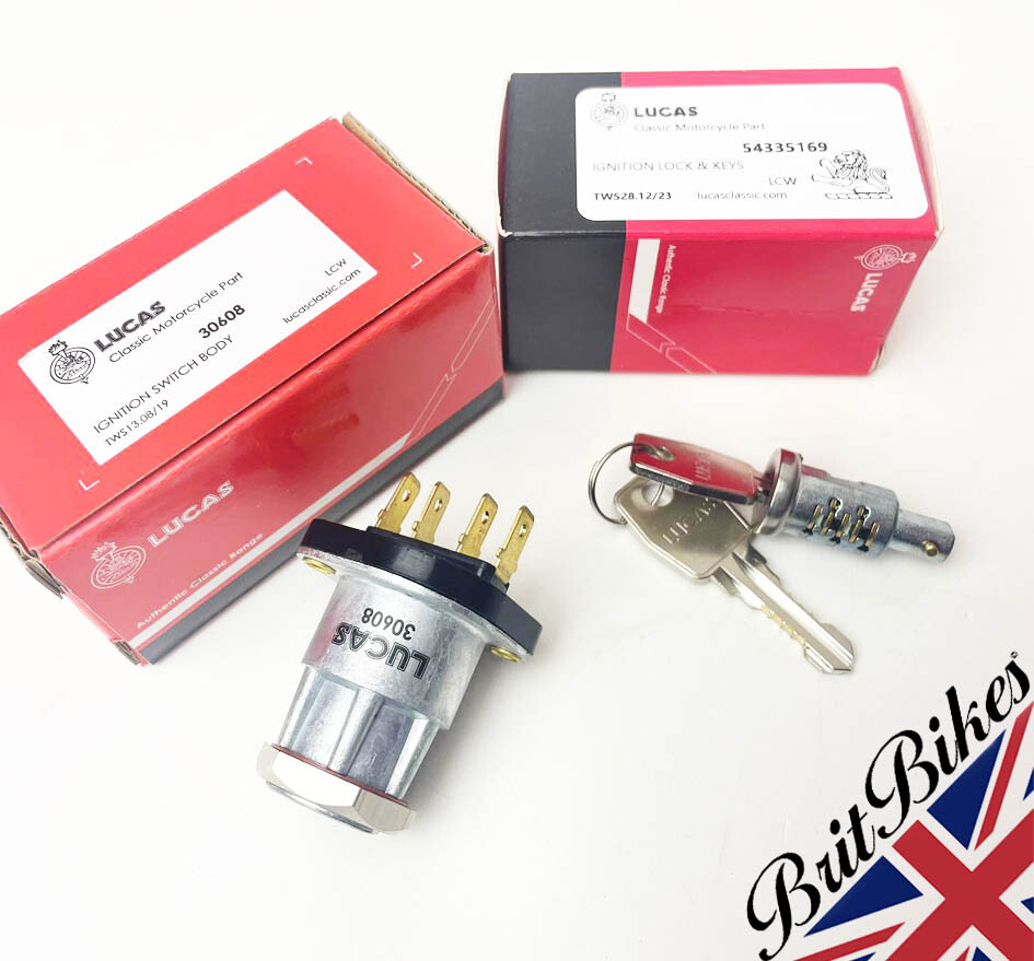 LUCAS 30608 IGNITION SWITCH & KEYS COMPLETE BSA A65 NORTON TRIUMPH T140 ...