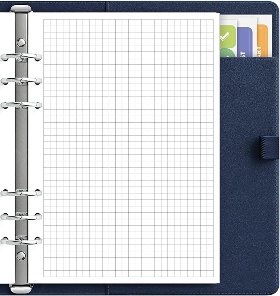A5 Grid Refill Paper, 6-Hole Graph 100Sheets / Blue,Clear,White | eBay