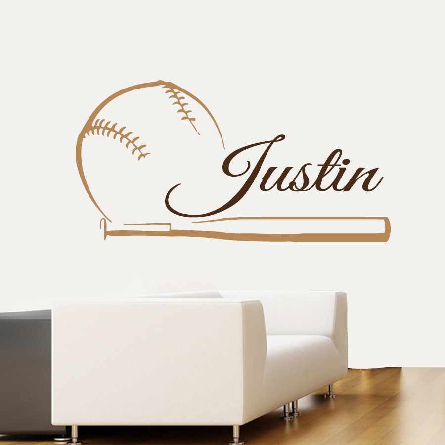 Wall Decals Baseball Vinyl Sticker Sport Player Boy Name Decal Dorm ...