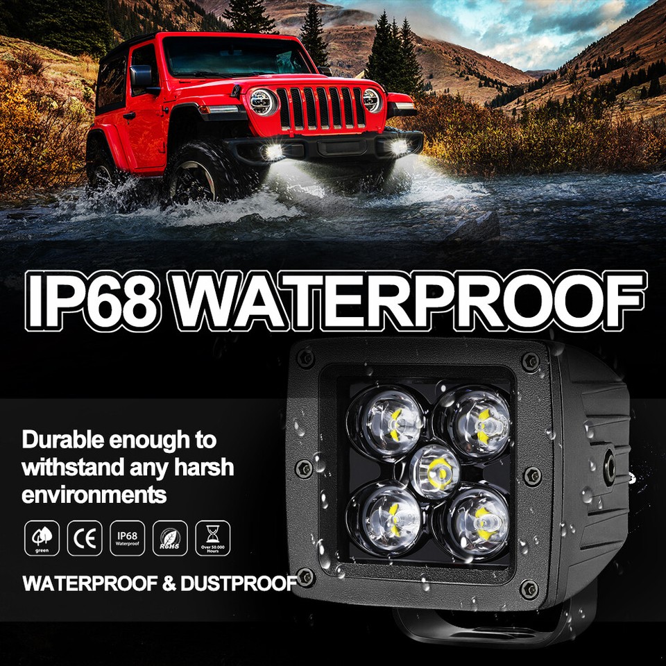 2X 3"inch LED Work Light Bar Spot Cube Pods Driving Fog Lamp Off Road ...