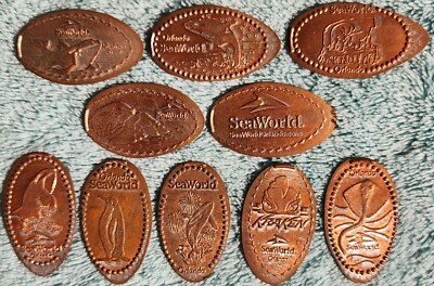 Retired Seaworld Orlando Collection Of Ten Souvenir Pressed Pennies ...