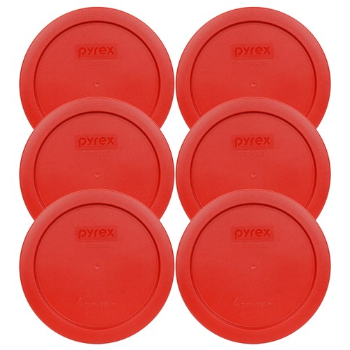 Pyrex 7201-PC 4 Cup Dark Red Round Plastic Lid 6PK New for Glass Bowl ...
