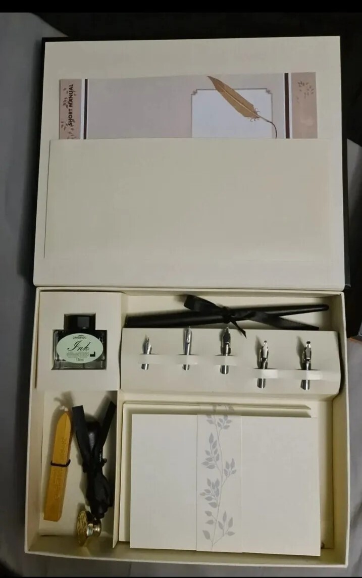 Crelando 30 Piece Calligraphy Set. Ink Holder, Nibs, Seal Stamp Wax ...