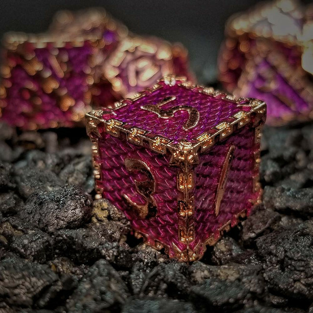 Sage's Dragonstones - Chained Drake Purple Copper Metal Polyhedral Dice ...