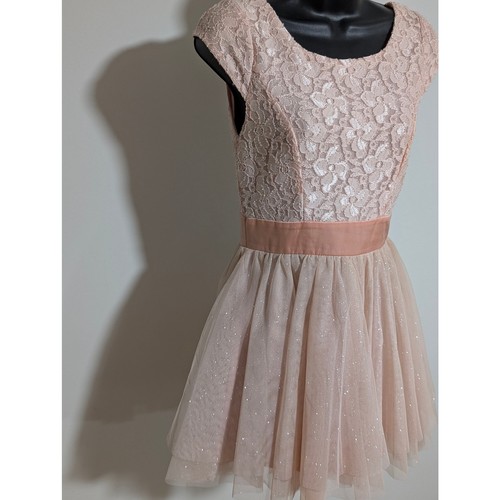 3-Deb-Peach Pink A-line Lace & Tulle Semi-Formal Balletcore Dress | eBay