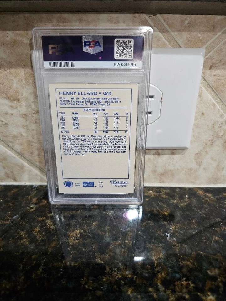1988 KENNER STARTING LINEUP HENRY ELLARD CARD PSA 7 L.A. RAMS SLU RARE ...