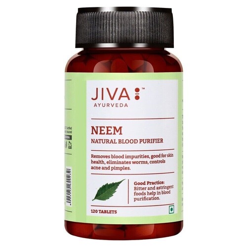 JIVA AYURVEDA Neem 120 Tablets Natural Blood Purifier Medicine Controls ...