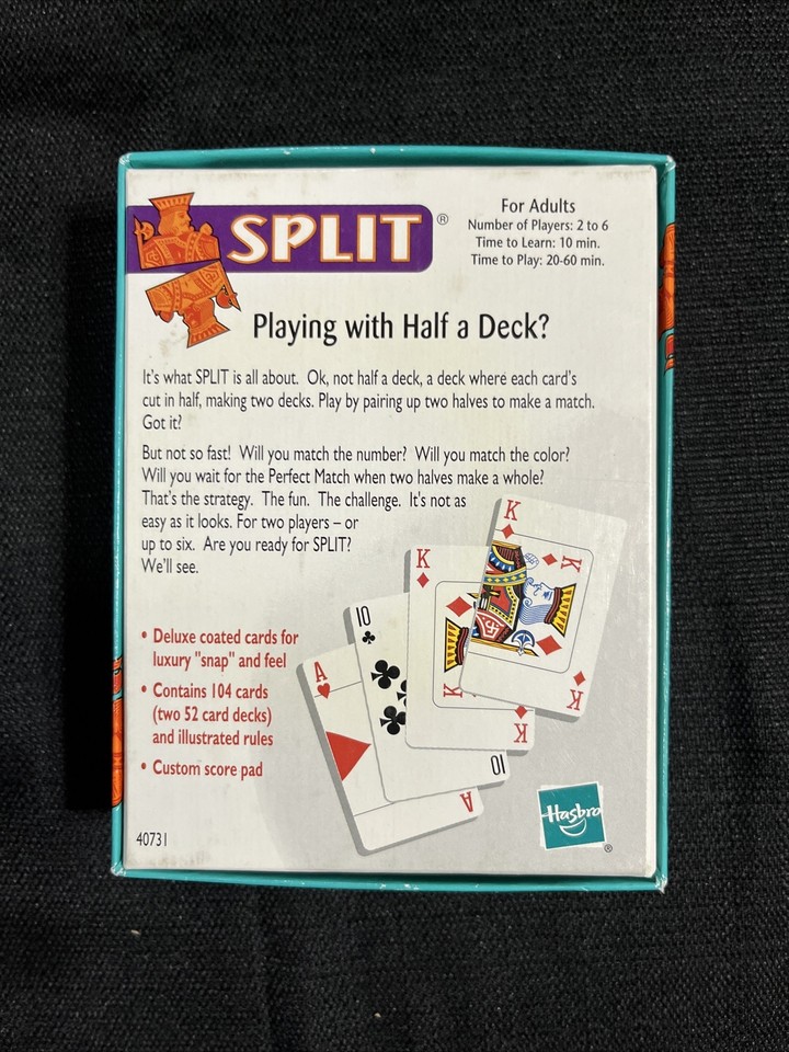 Split Card Game 2001 Hasbro Parker Brothers Complete | eBay