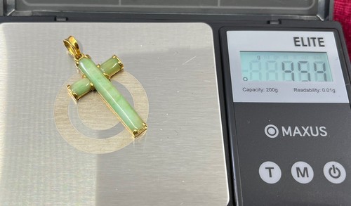 18k GOLD JADE CROSS PENDANT | eBay