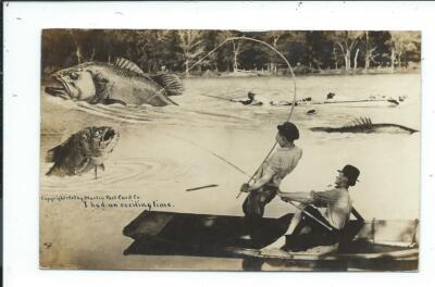 Real Photo Postcard Post Card Exaggeration Fish Fishing Boat | eBay