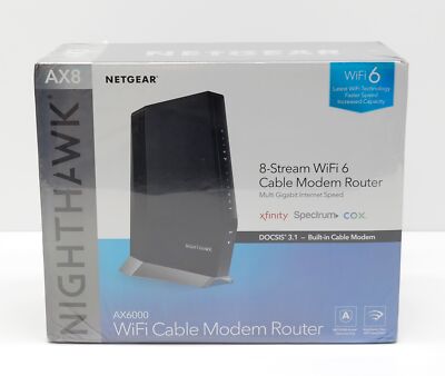 NETGEAR Nighthawk CAX80 AX6000 8-Stream Wi-Fi 6 Cable Modem Router ...