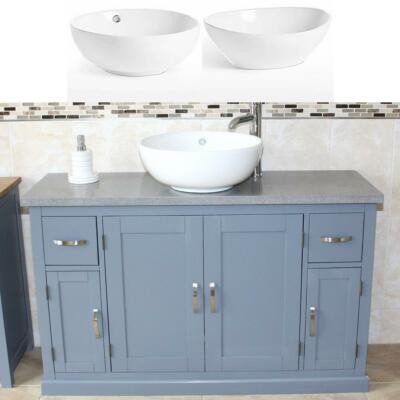 Grey Painted Bathroom Vanity Unit Cabinet Ceramic Basin Tap Set Grey ...