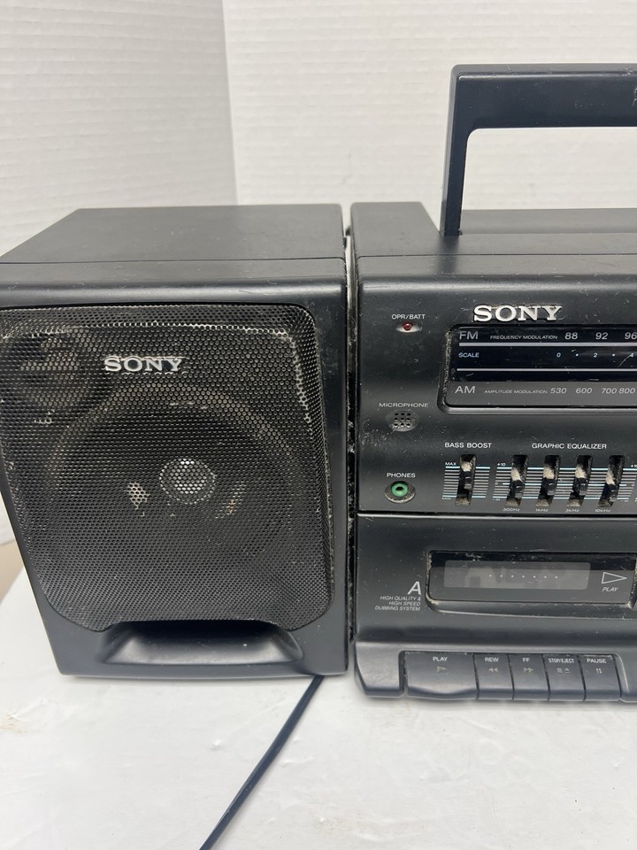 Sony CFS-W455 Stereo Double Cassette Radio Boom Box Detachable Speakers ...