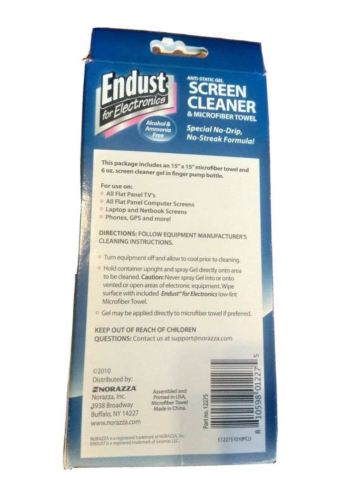 Endust for Electronics Cleaning, 6-oz. Gel Spray w/Microfiber Cloth NOS ...