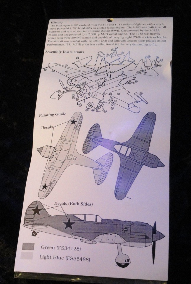 Polikarpov I-185 Soviet Fighter Pycckar (Model Russia) model kit in 1/ ...