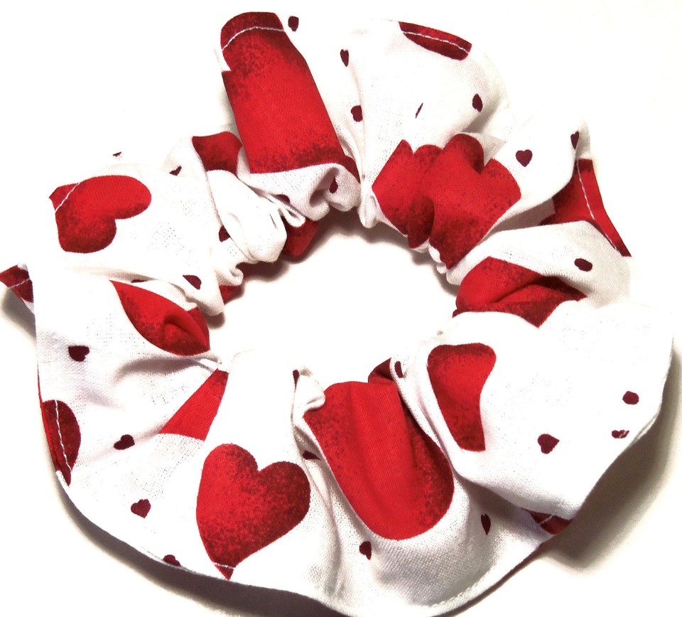 Hair Scrunchie Valentines Day Fabric Scrunchies by Sherry Hearts Kisses ...