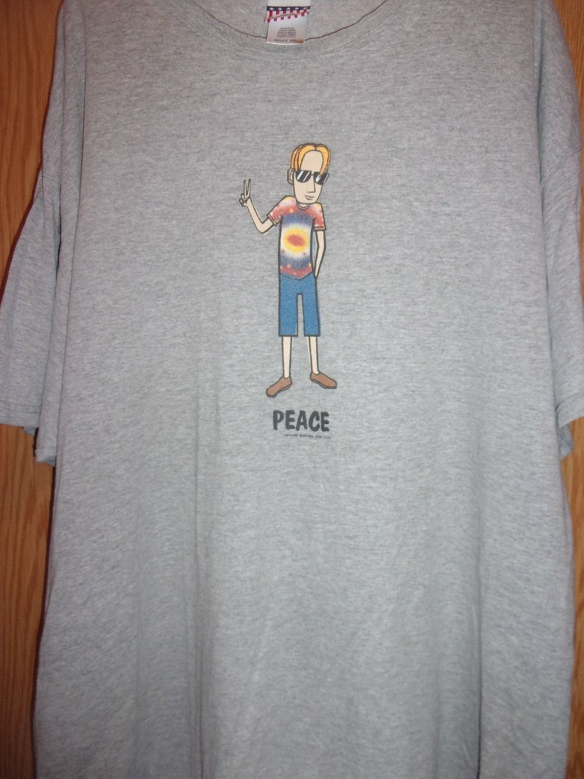 PEACE DUDE gray 2XL T Shirt Hippie 60s Cheech 420 Rap Festival Tour ...