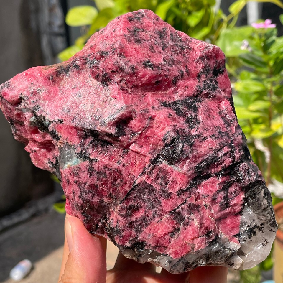 3.74lb Large Rough Stone Natural Red Black Rhodonite Quartz Crystal ...