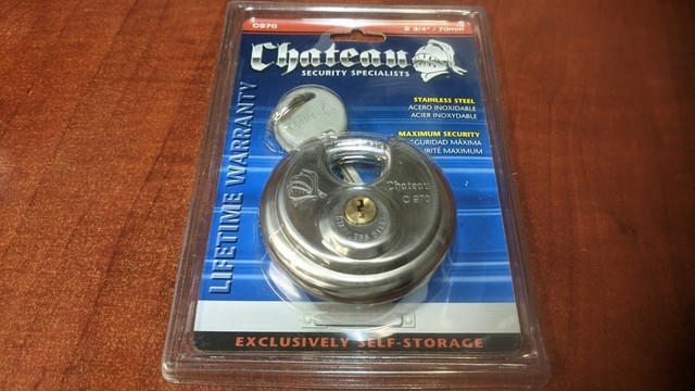 Chateau Stainless Steel Storage Disc Lock Padlock Model C970 W/ 2 Keys ...