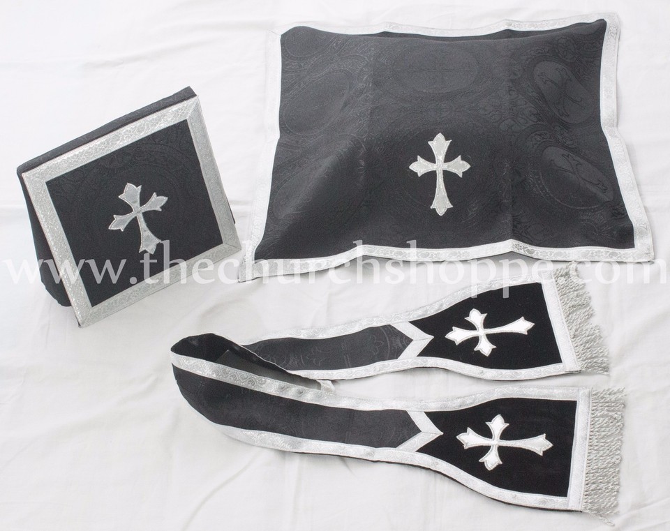 New Roman Chasuble Fiddleback Vestment and Mass set,Casulla, BLACK ...