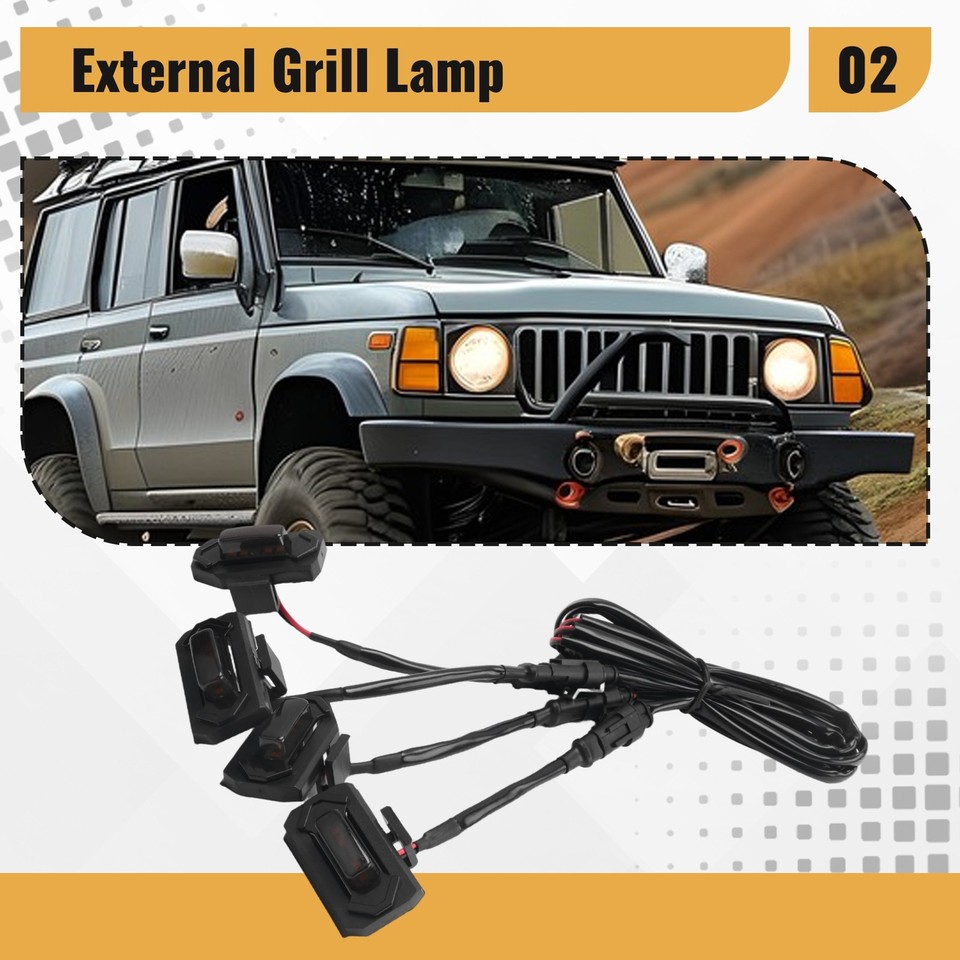 4PCS Car LED Front Grill Lights External Grill Lamp Smoke Car1647 | eBay UK