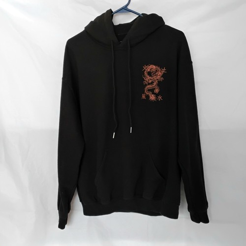 SCW Black Hoody with Red Chinese Dragon Graphic Medium Fire Earth Wind ...