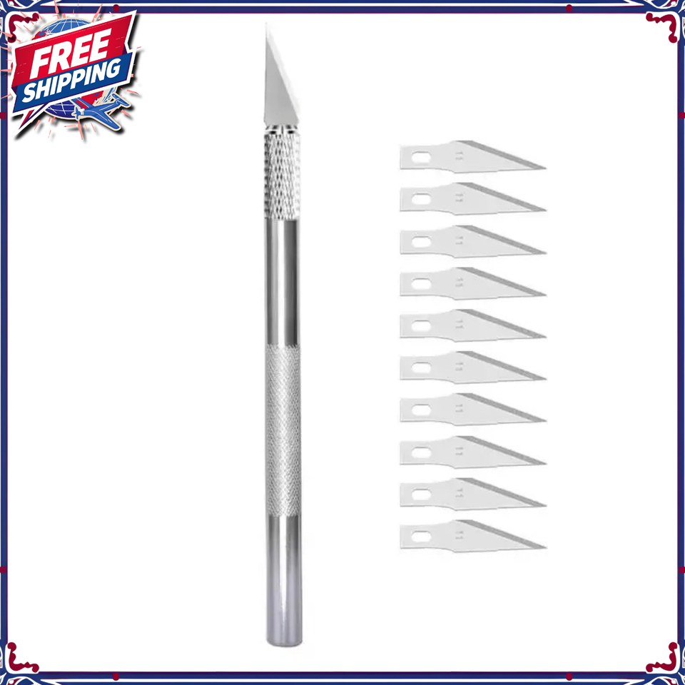 Blade Scalpel Engraving Craft Knife Cutter with Metal Handle and 5 pcs ...