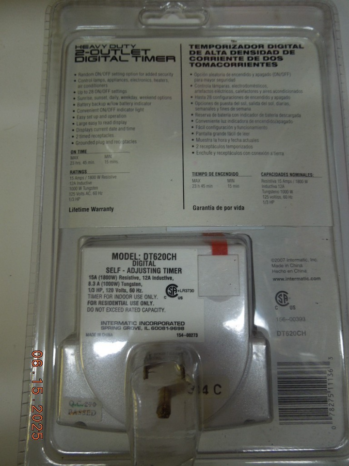 Intermatic DT620 Astronomical Digital Timer. 2 Devices, Auto ON/OFF ...