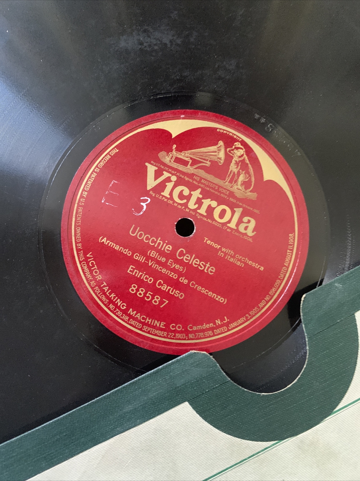 Enrico Caruso Victrola 78 rpm RECORDS 12" D, Glass Base - Collection ...