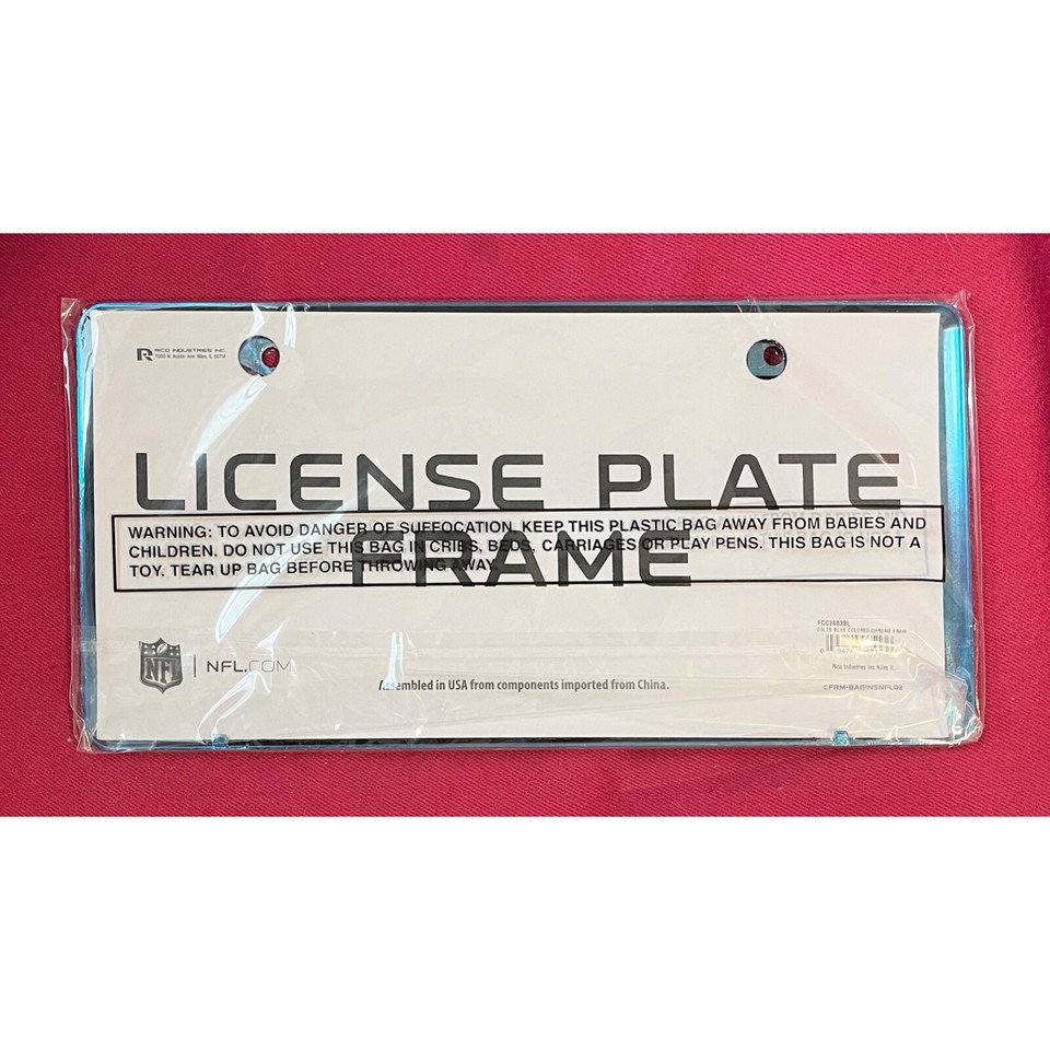 NEW Indianapolis Colts License Plate Frame : NFL Licensed w/ Label : In ...