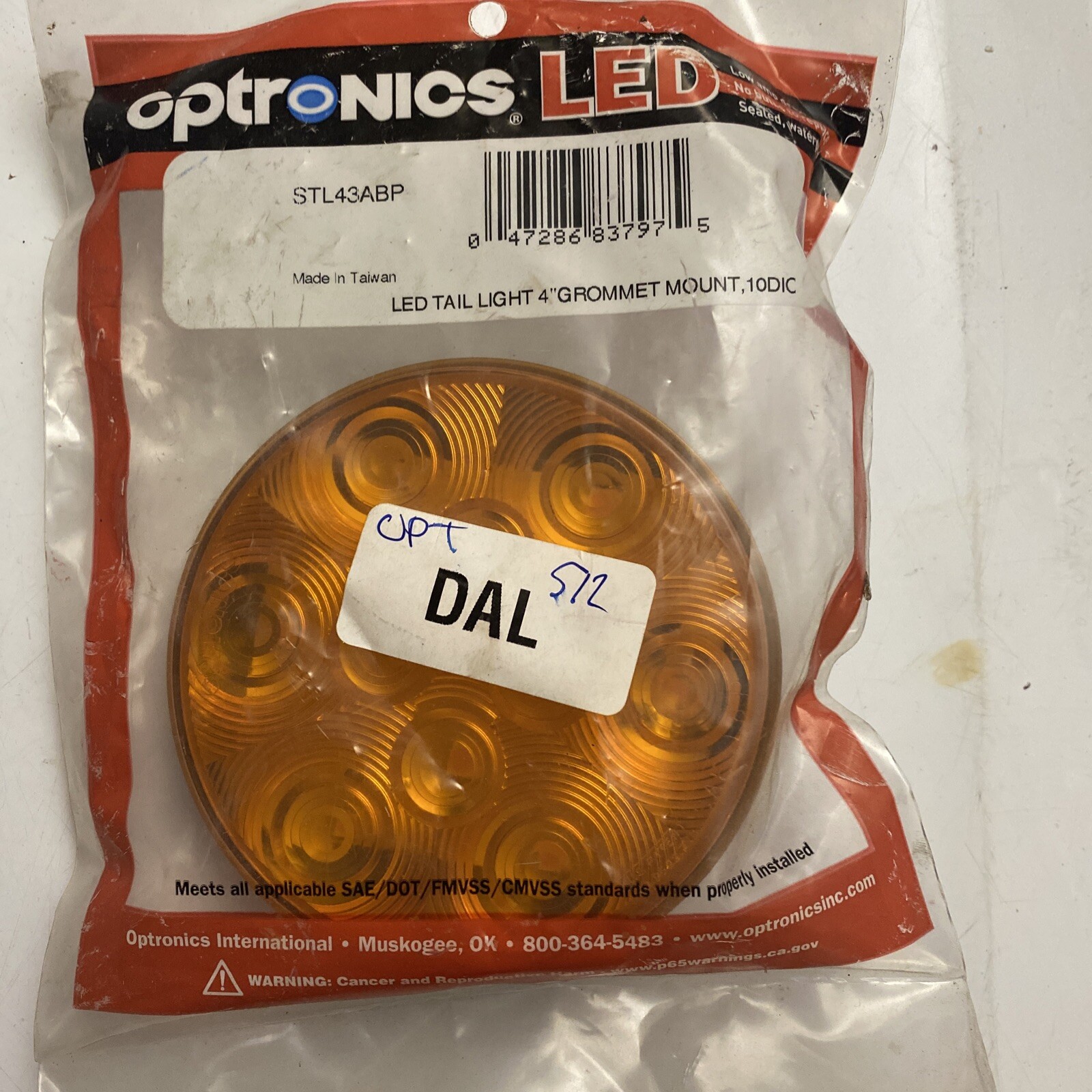 " NIP " Optronics LED # STL43ABP Amber 4" Round Tail Light " GREAT ITEM ...